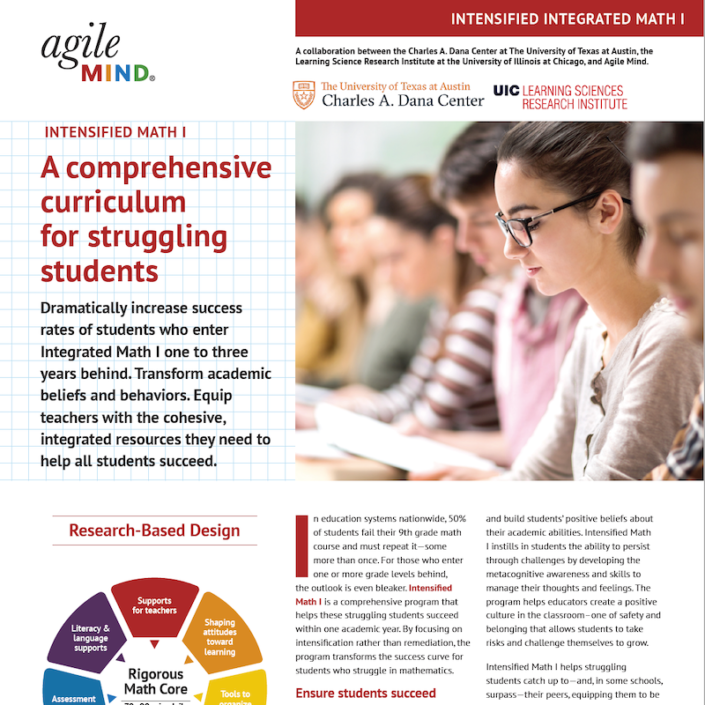 Intensified Integrated Mathematics I Fact Sheet - Agile Mind